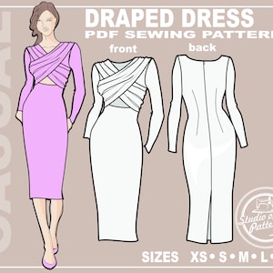 PATTERN PARTY DRESS. Sewing Pattern Gown Featuring Draping. Digital ...