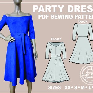PATTERN PARTY DRESS. Sewing Pattern. Digital Pack 5 Sizes. Instant ...