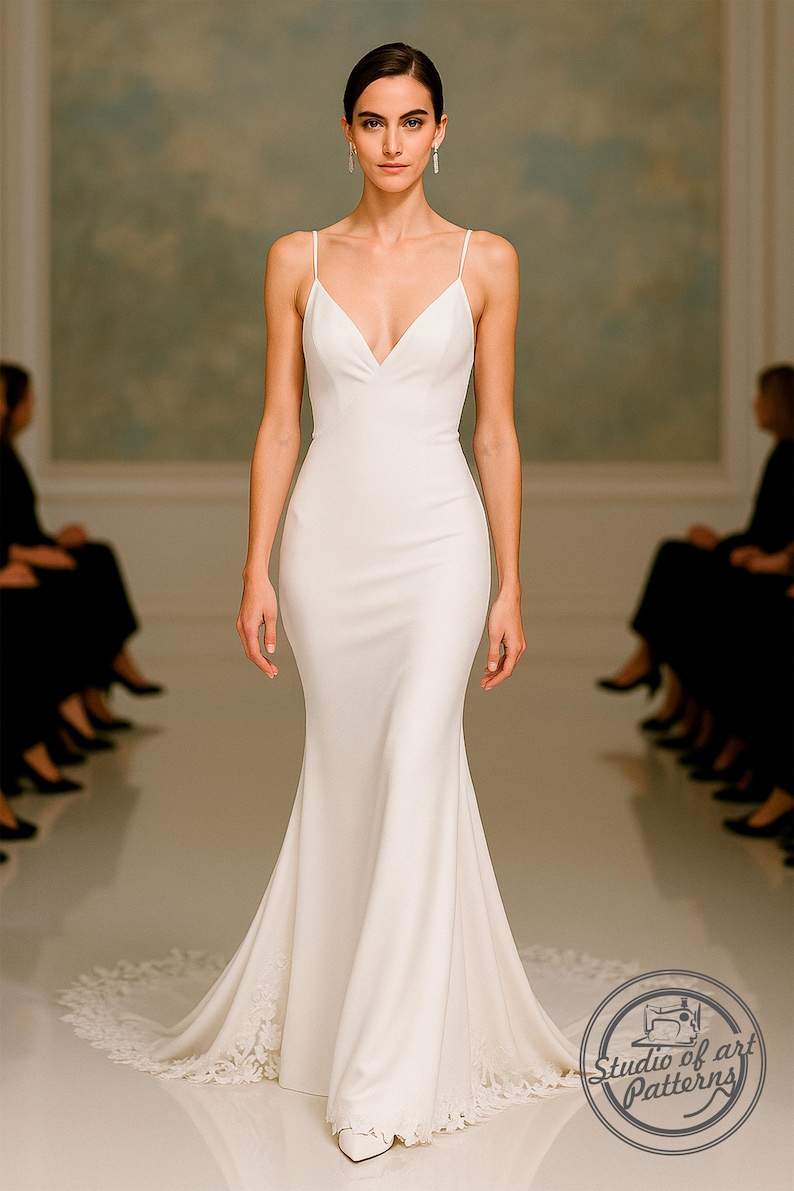 Mermaid Wedding Dress Sewing Pattern With Lace Back (PDF Digital Download, 5 Sizes XS-XL, A4 ...