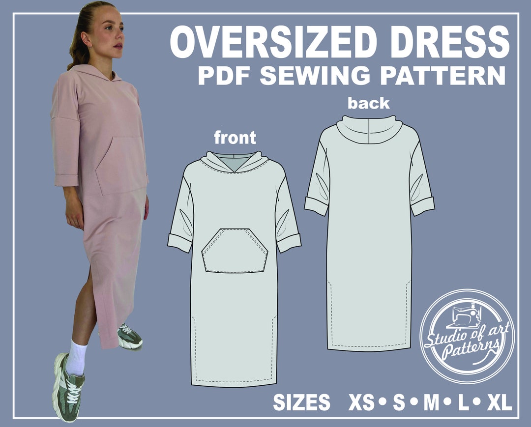 PATTERN OVERSIZED DRESS. Sewing Pattern. Digital Pack 5 Sizes. - Etsy