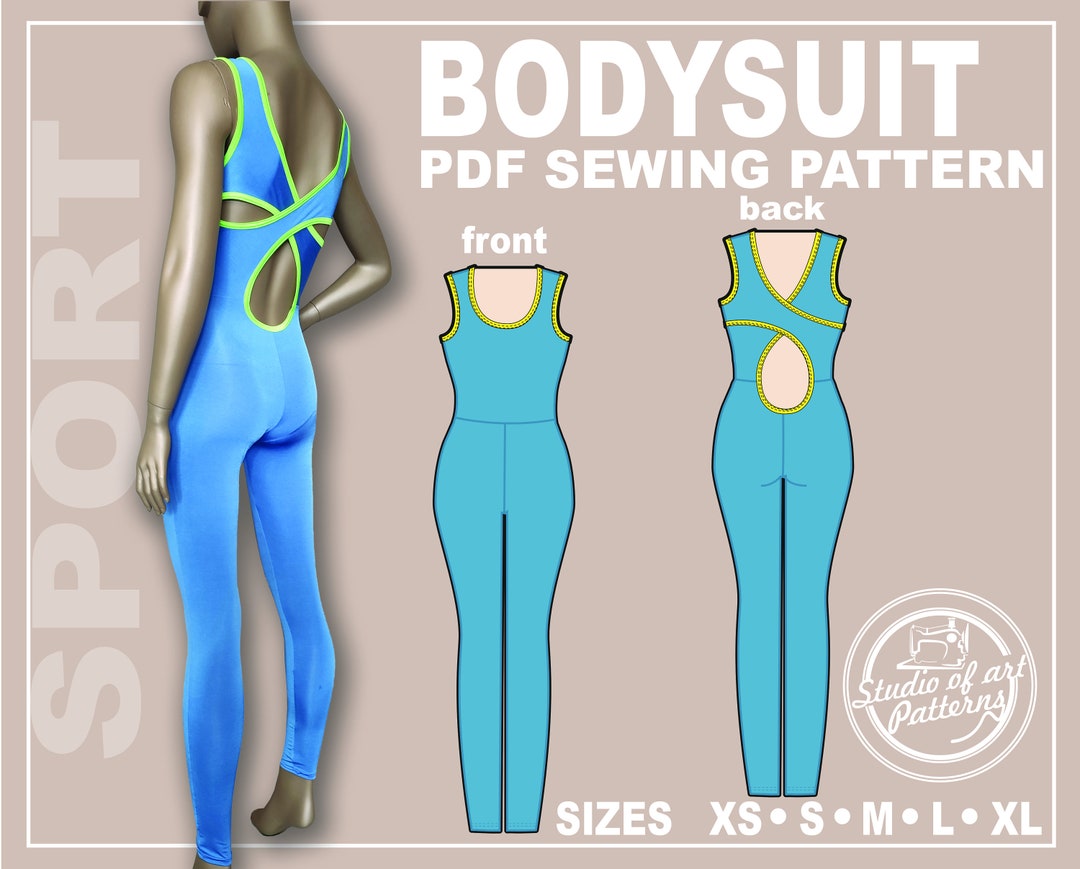 PATTERN BODYSUIT SPORT. Sewing Pattern Fitted Fitness Jumpsuit. Digital ...