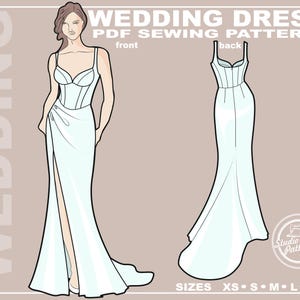 Mermaid Wedding Dress Sewing Pattern With Corset Bodice (PDF Digital ...