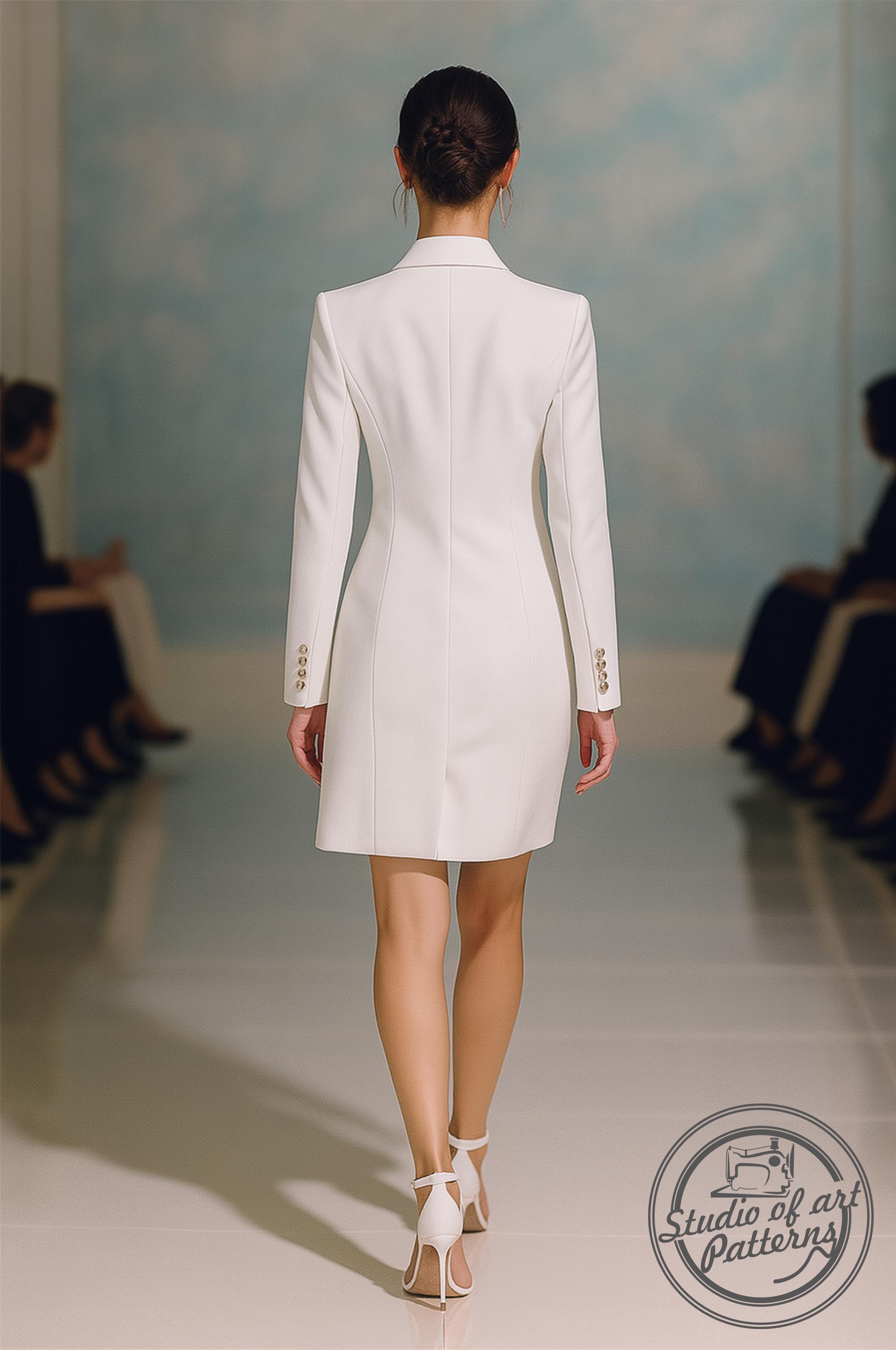 Blazer Dress Sewing Pattern: Double-breasted, Long Sleeve (PDF Digital ...