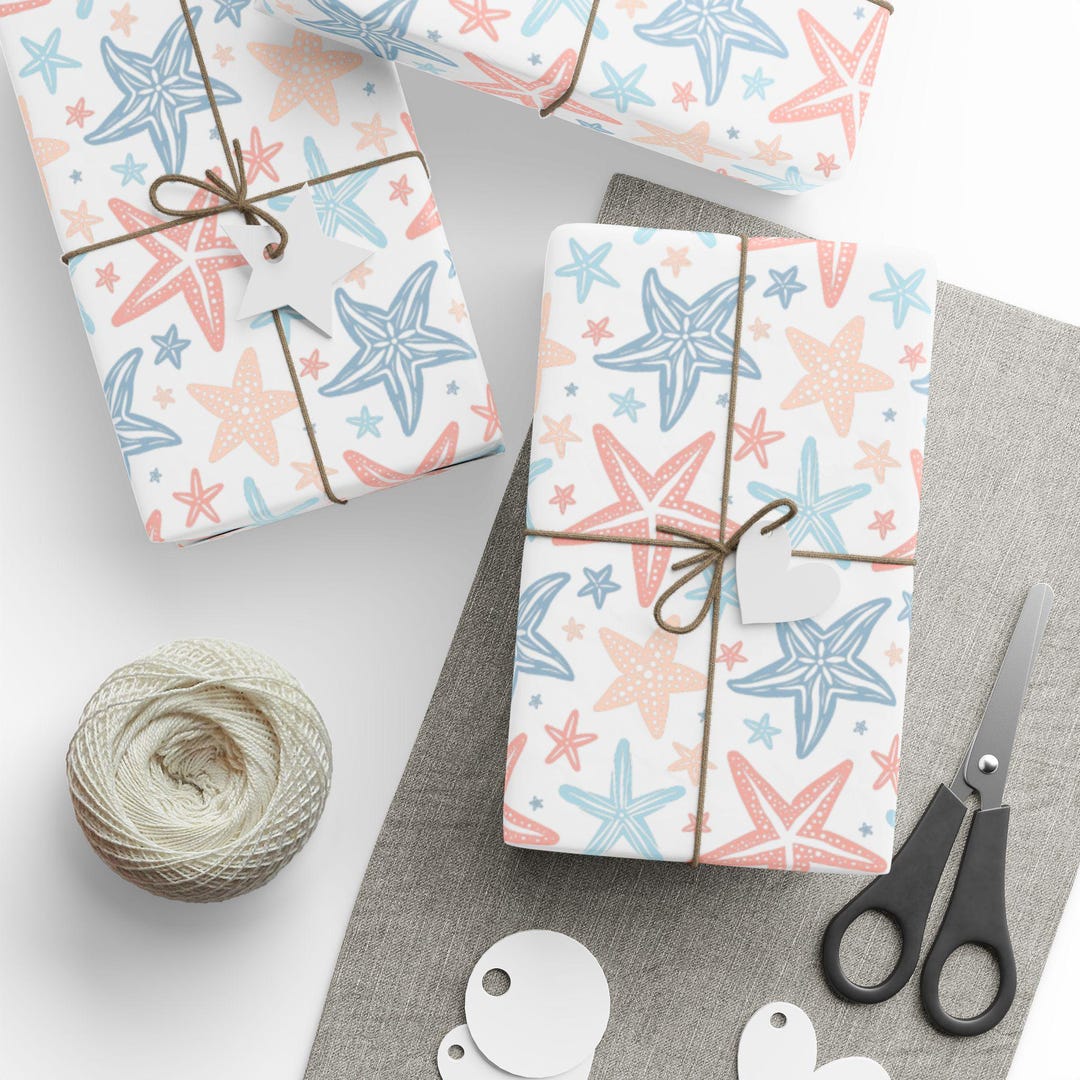 Starfish Wrapping Paper, Coastal Beach Theme Gift Wrap - Etsy