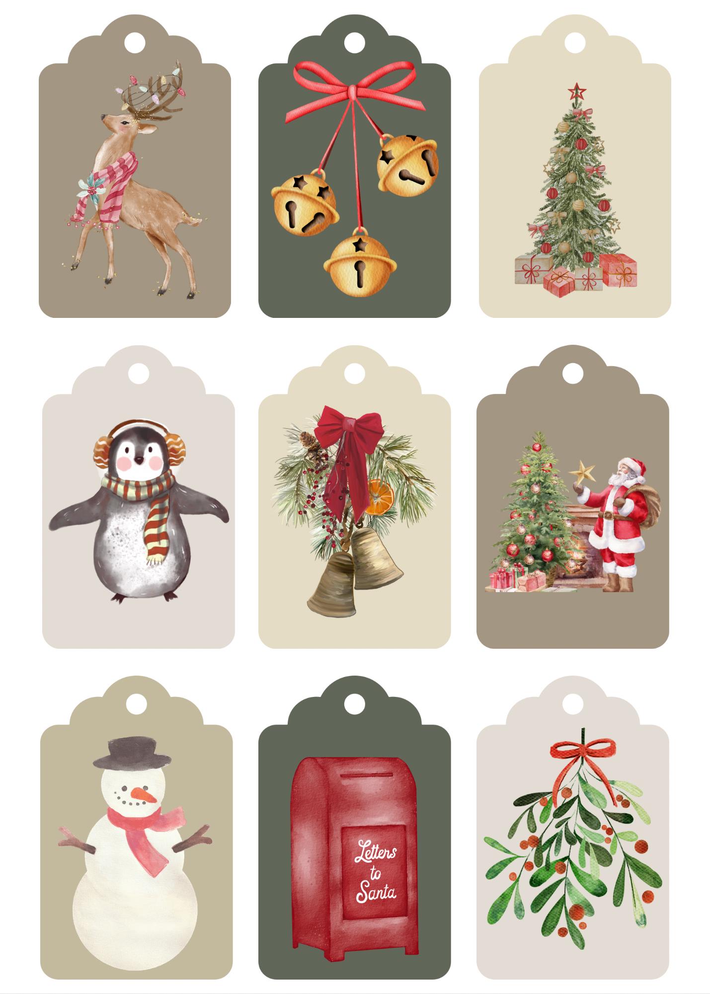 Watercolor Christmas Gift Tags, Printable File, Christmas Tags - Etsy