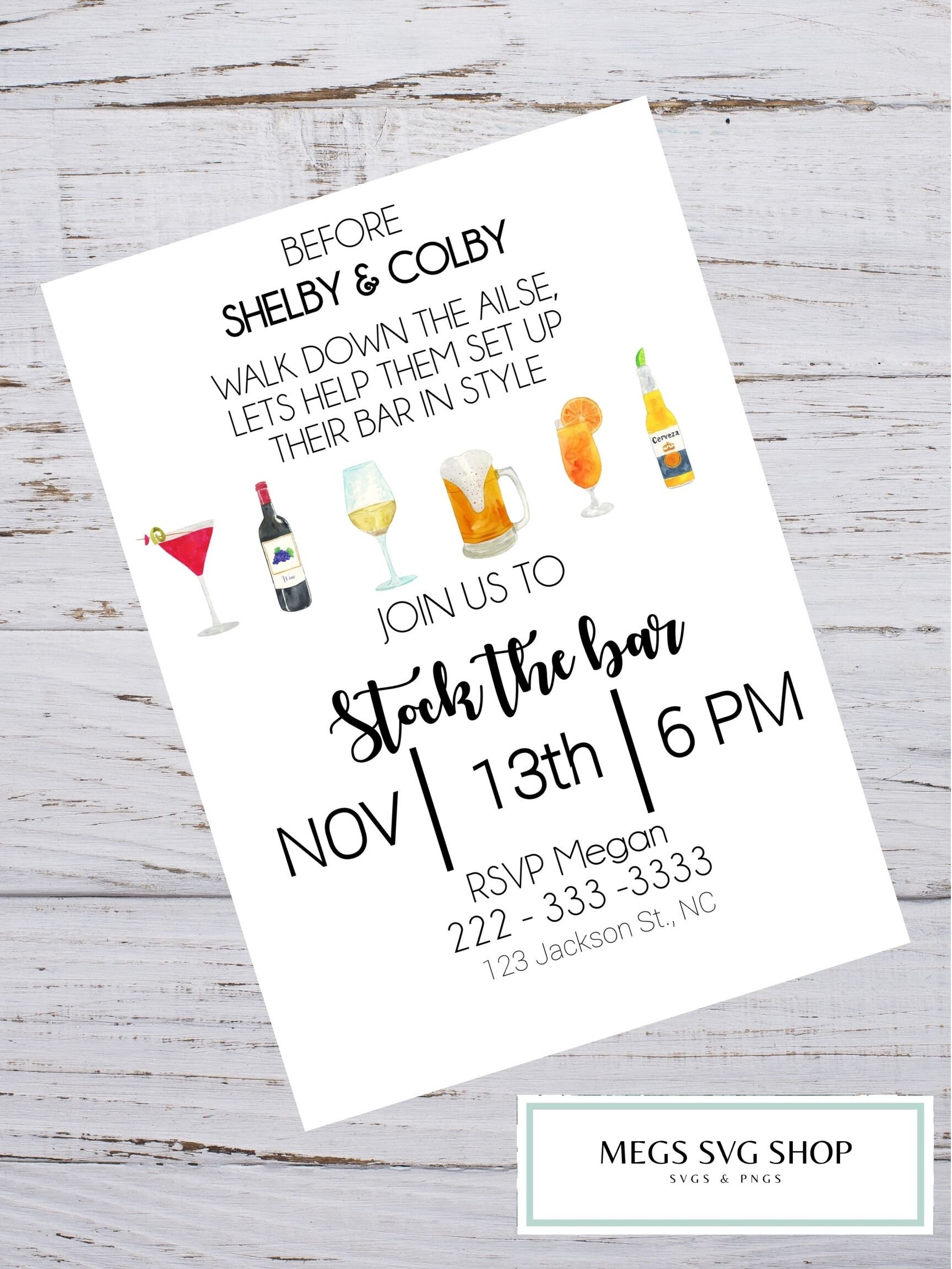 Stock the Bar SELF EDITABLE Downloadable Invitation - Etsy