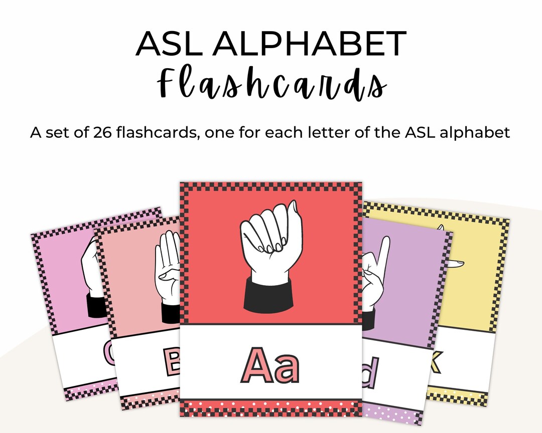 ASL Alphabet Flashcards, American Sign Language Learning, Digital ...