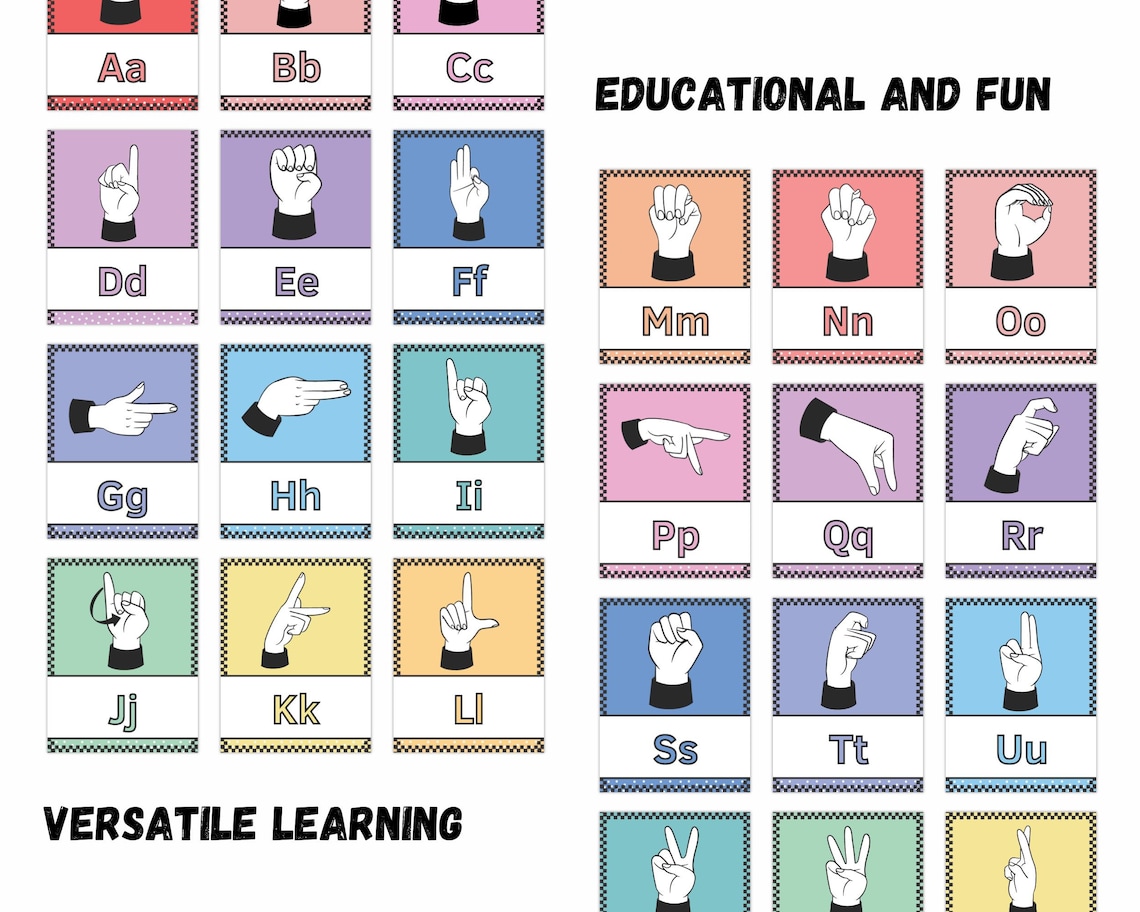 ASL Alphabet Flashcards, American Sign Language Learning, Digital ...