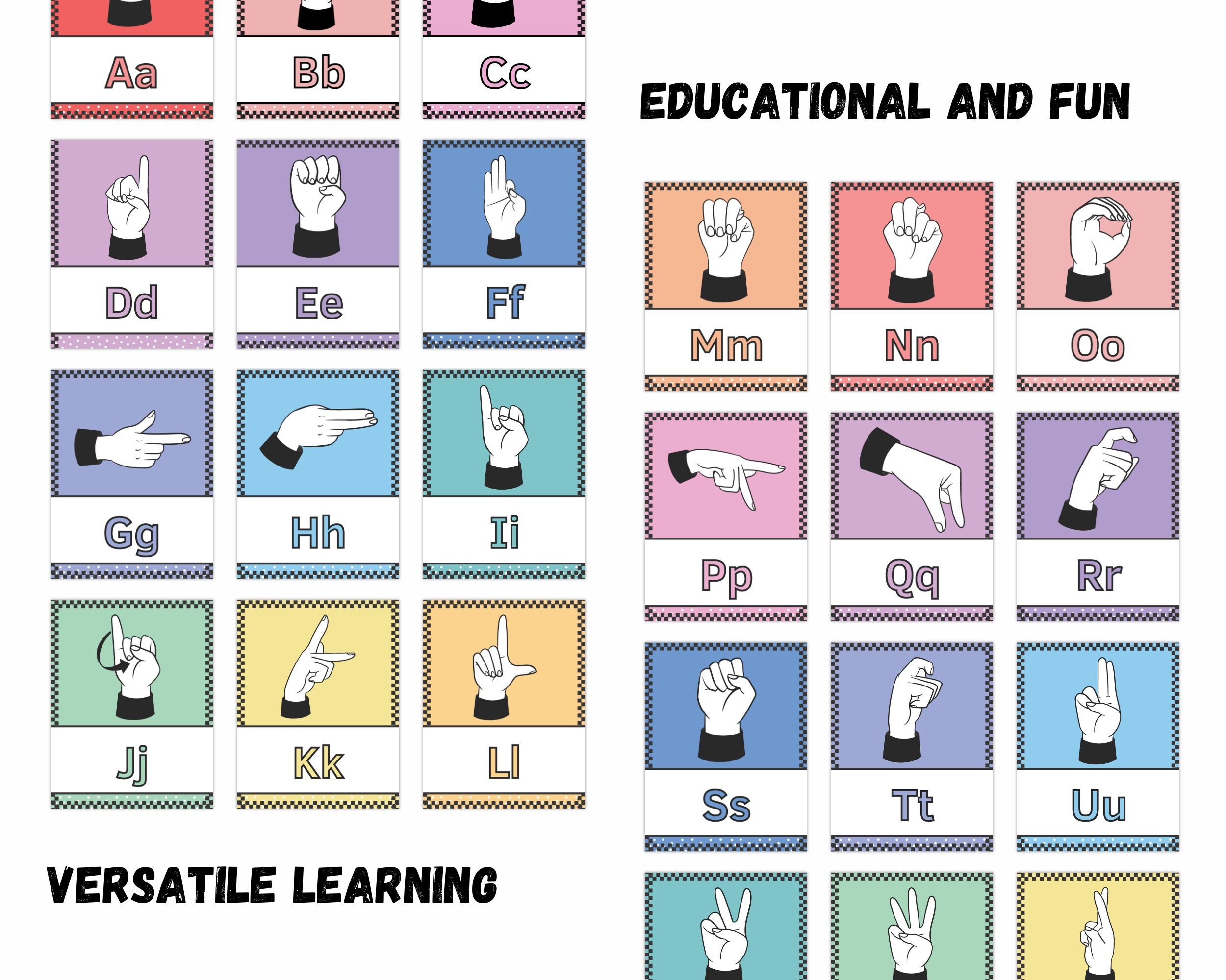 ASL Alphabet Flashcards, American Sign Language Learning, Digital ...