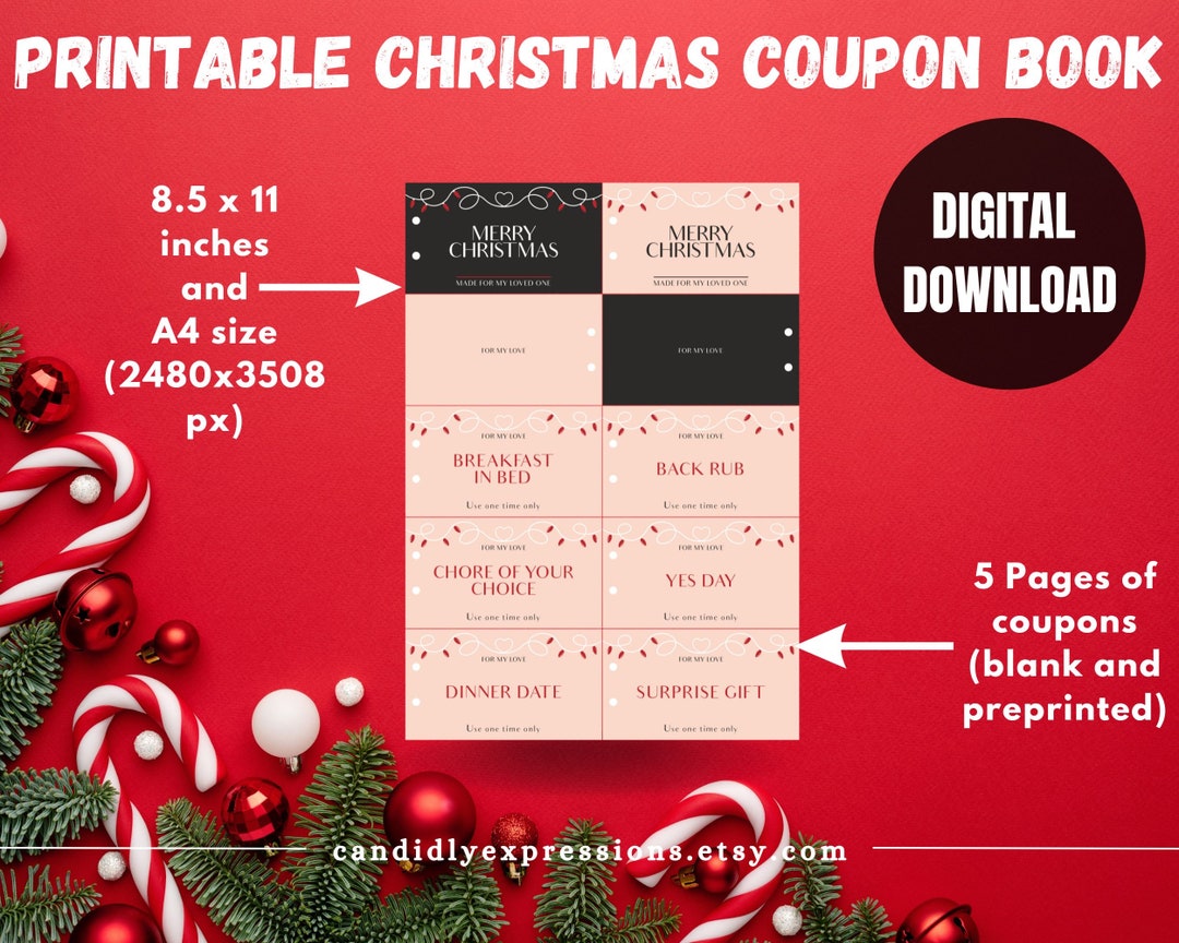 Christmas Coupon Book, Printable Coupons, Personalized Coupons ...