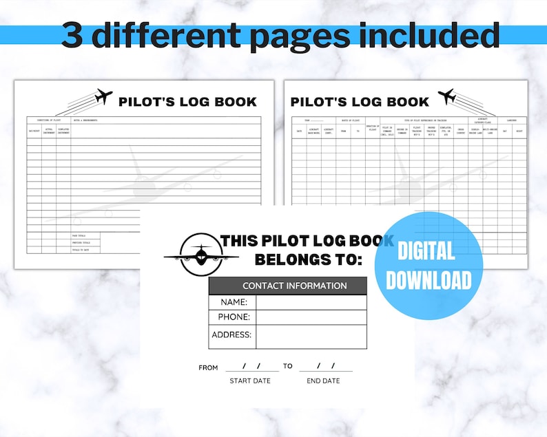 Pilot Flight Log Book, Digital Flight Log Book, Digital Aviation ...