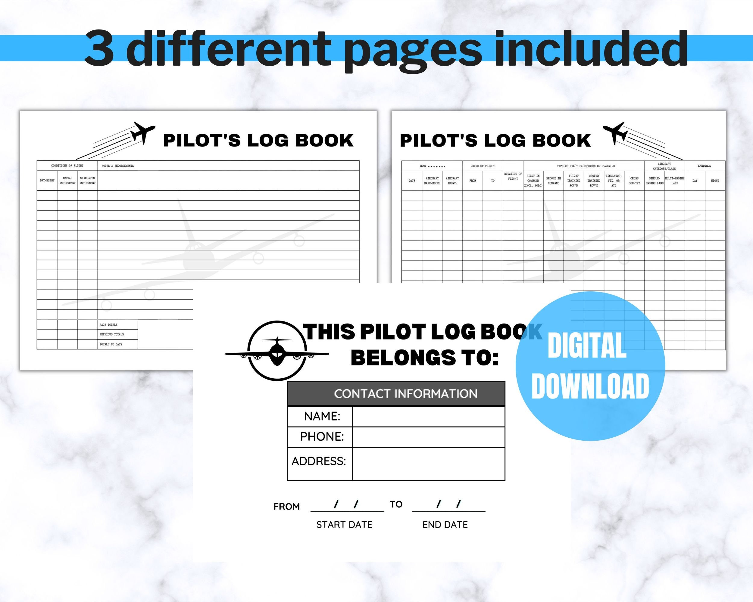 Pilot Flight Log Book, Digital Flight Log Book, Digital Aviation ...