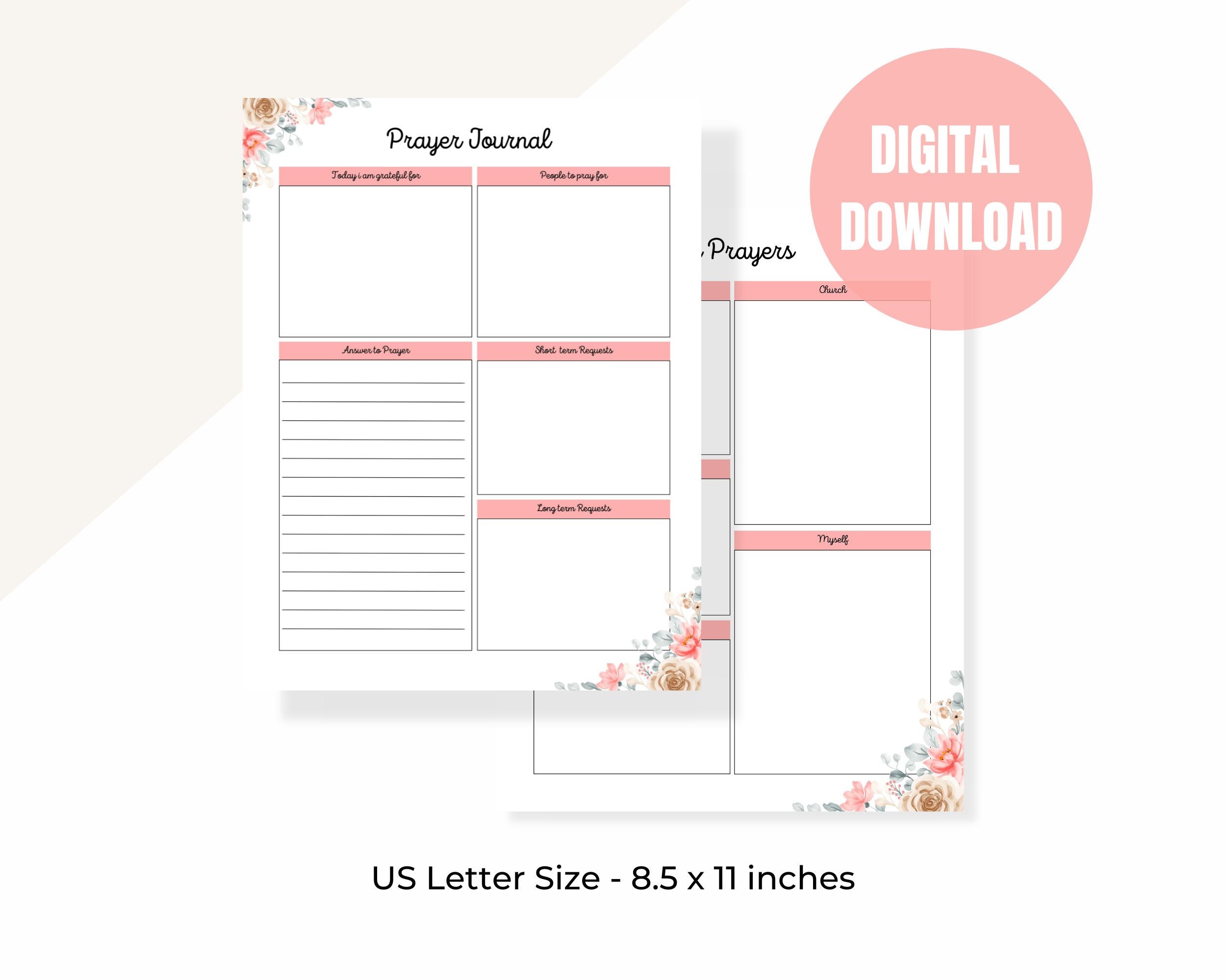 Prayer Journal, Guided Christian Prayer Planner, Digital Download ...