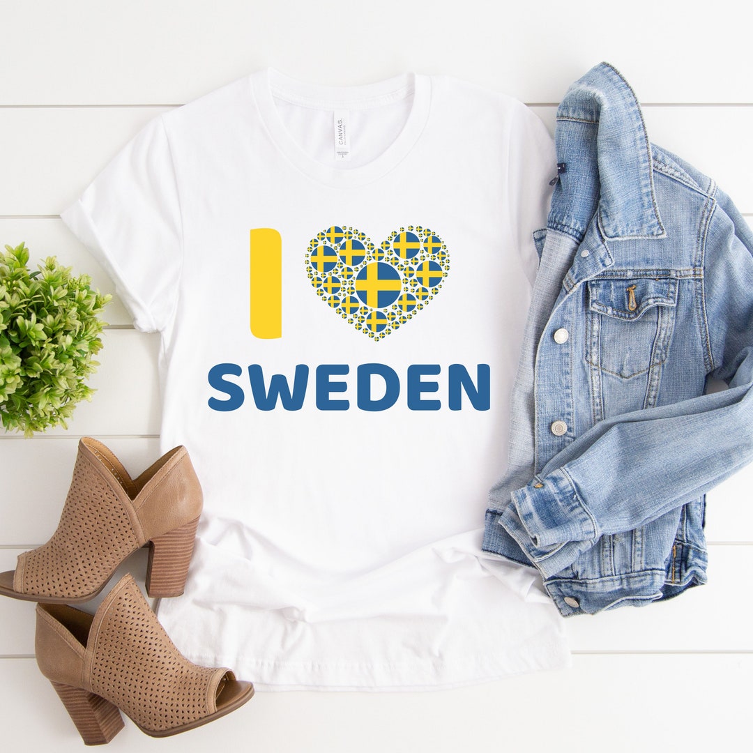 Love Sweden T Shirt Swedish Flag T Shirt Scandinavian Style Shirt