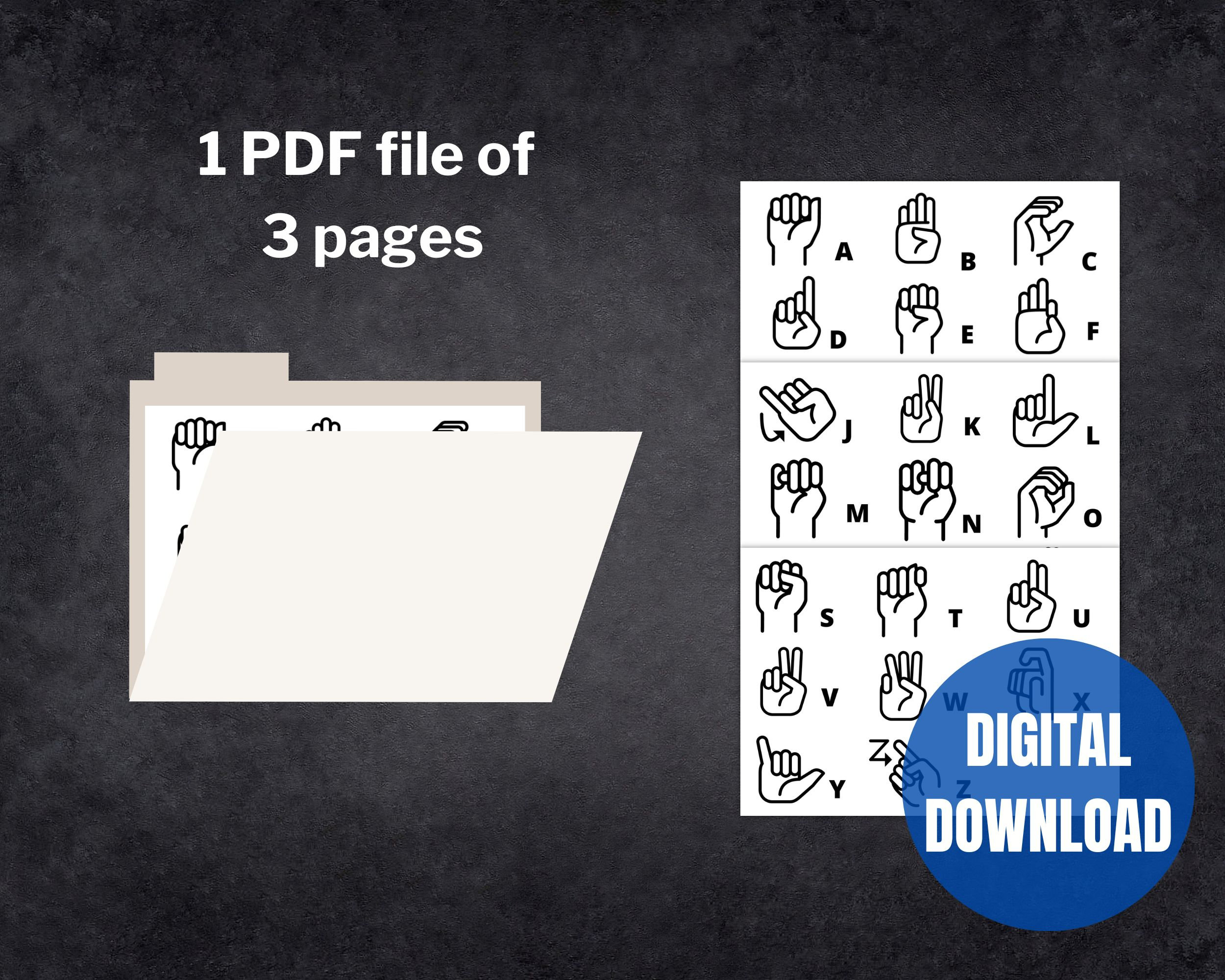 ASL Alphabet Flashcards Digital Download for American Sign Language ...
