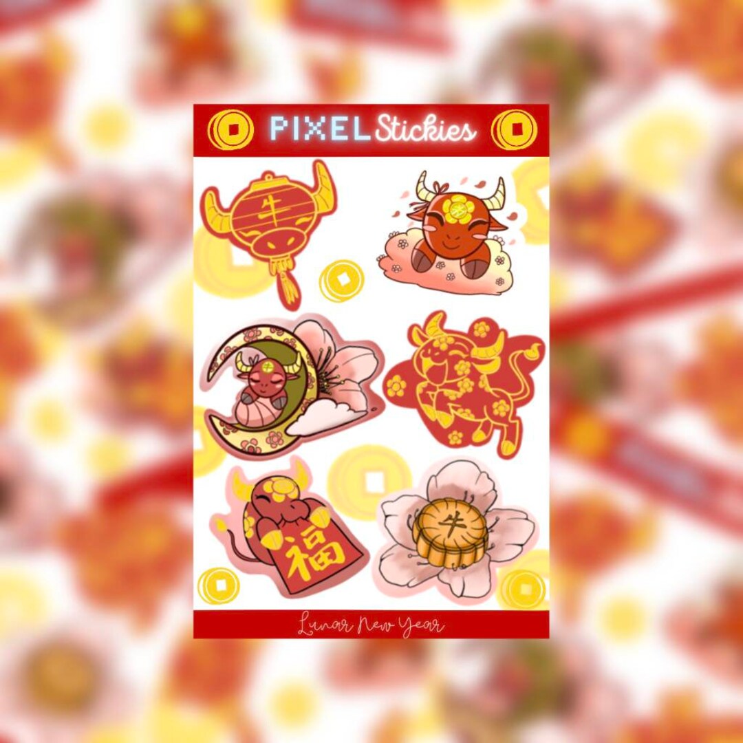 Year of the Ox Stickers - Weatherproof Matte, Foiled - Etsy