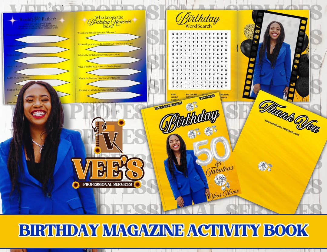 Birthday Magazine Activity Booklet Template - Etsy