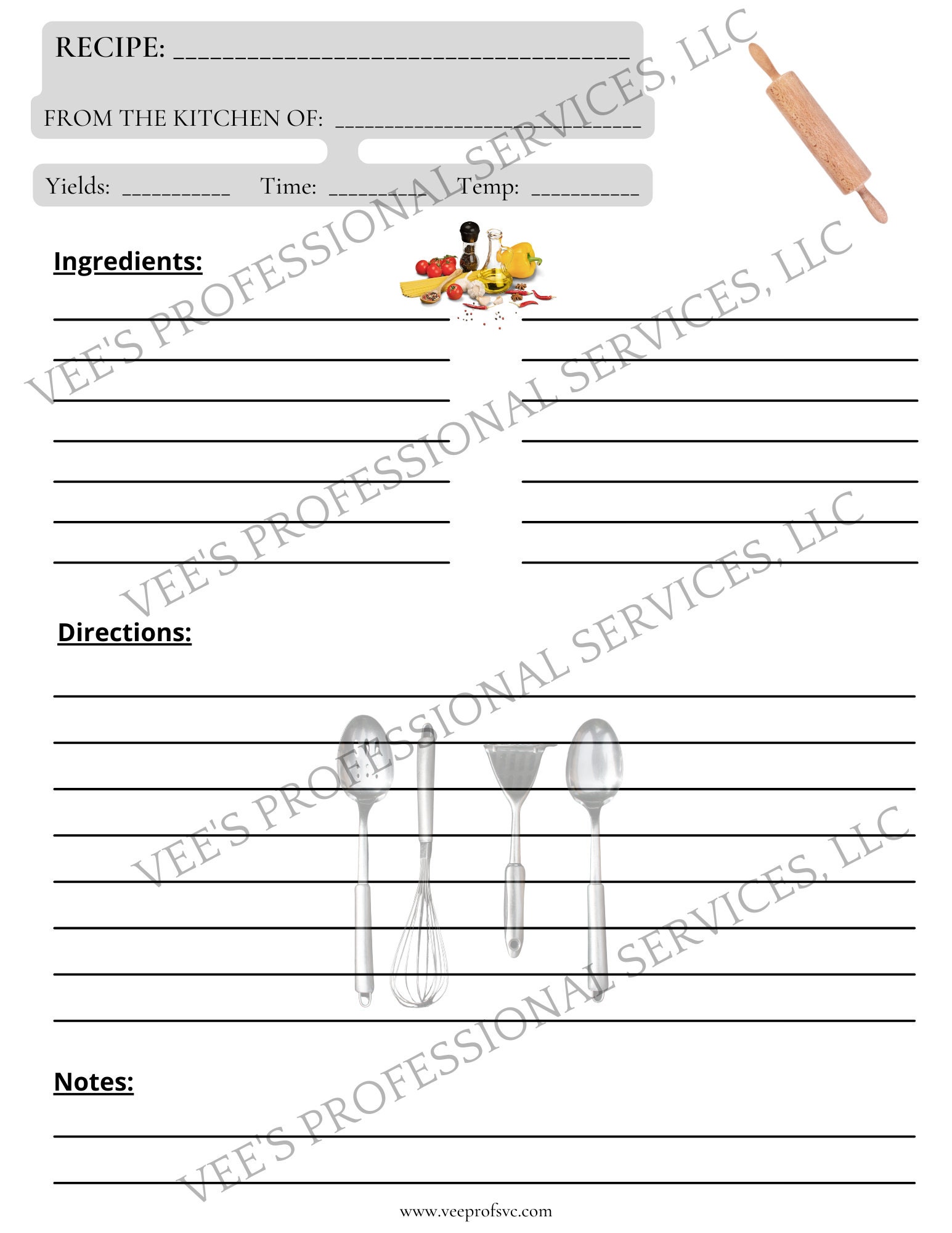 Recipe Book Front & Back Covers and Blank Recipe Page - Etsy