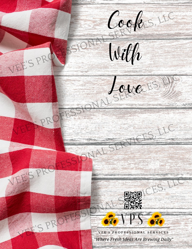 Recipe Book Front & Back Covers and Blank Recipe Page - Etsy