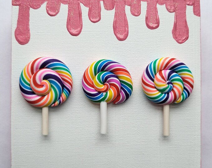 Tiny Colorful 3d Lollipop Art. Whimsical Mini Candy 4x4 Painting on ...