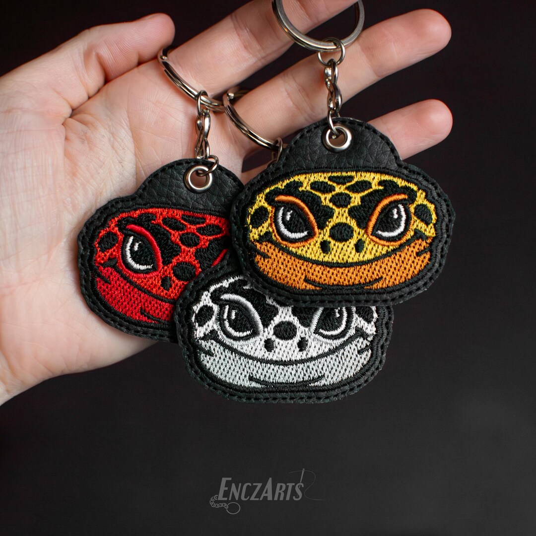 Custom Leopard Gecko Keychain – Embroidered Reptile Keyring ...