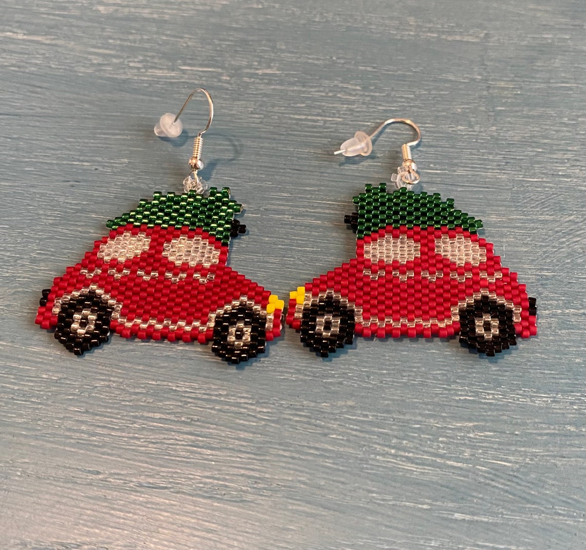 Bringing the Tree Home Beaded Christmas Earrings - Etsy