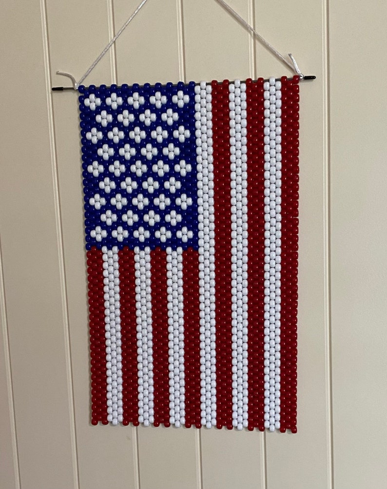 American Flag Beaded Banner - Etsy
