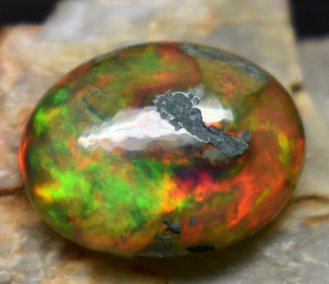 AAA+ Quality Natural Ethiopian Sand Base Opal Gemstone, Galaxy Fire ...