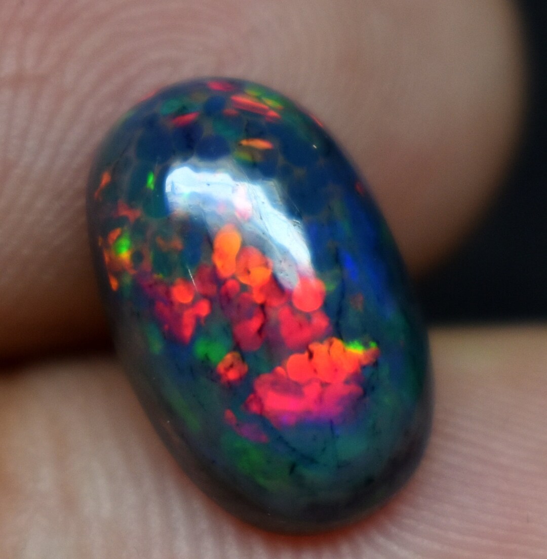 Rare Honeycomb Pattern Black Opal Gemstone, Honeycomb Rainbow Fire Opal ...