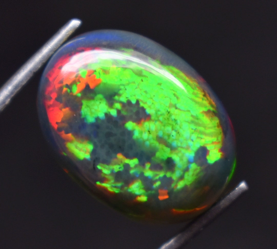 Rare Honeycomb Pattern Black Opal Gemstone, Honeycomb Rainbow Fire Opal ...