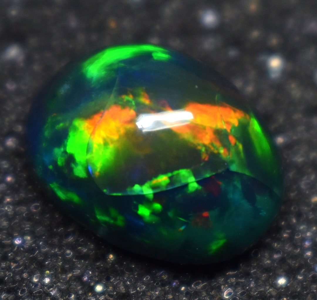 4.30 Carat Ethiopian Honeycomb Opal, Black Fire Opal Oval Gemstone - Etsy