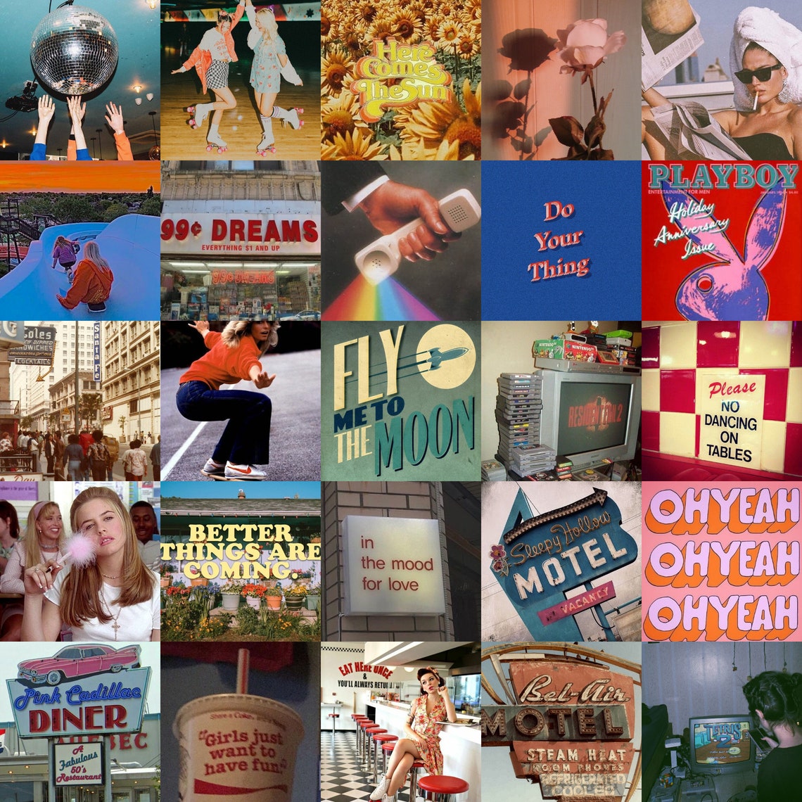 Vintage Wall Collage Kit, Retro Aesthetic , Vsco Wall Collage, 80s Room ...