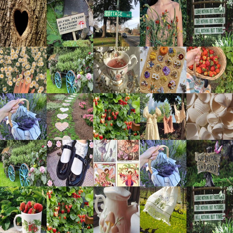 Cottage Core Wall Collage Kit Fairy Aesthetic Digital Room Etsy Ireland