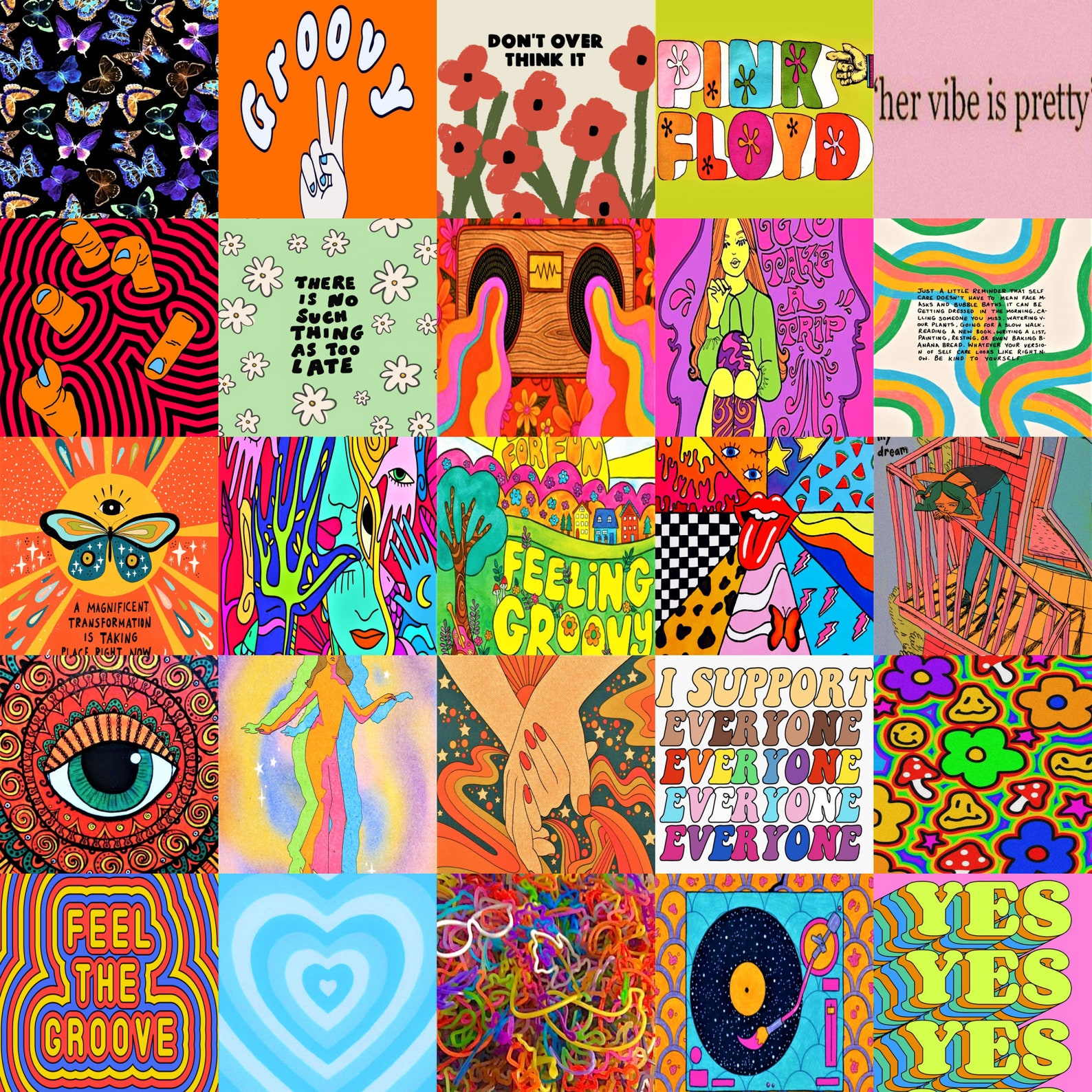 140 PC Indie Wall Collage Kit, Kidcore Wall Collage Kit, Retro ...