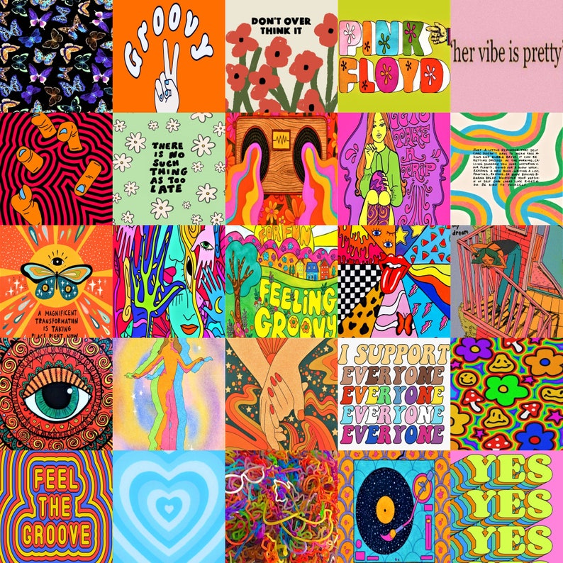 140 PC Indie Wall Collage Kit, Kidcore Wall Collage Kit, Retro ...