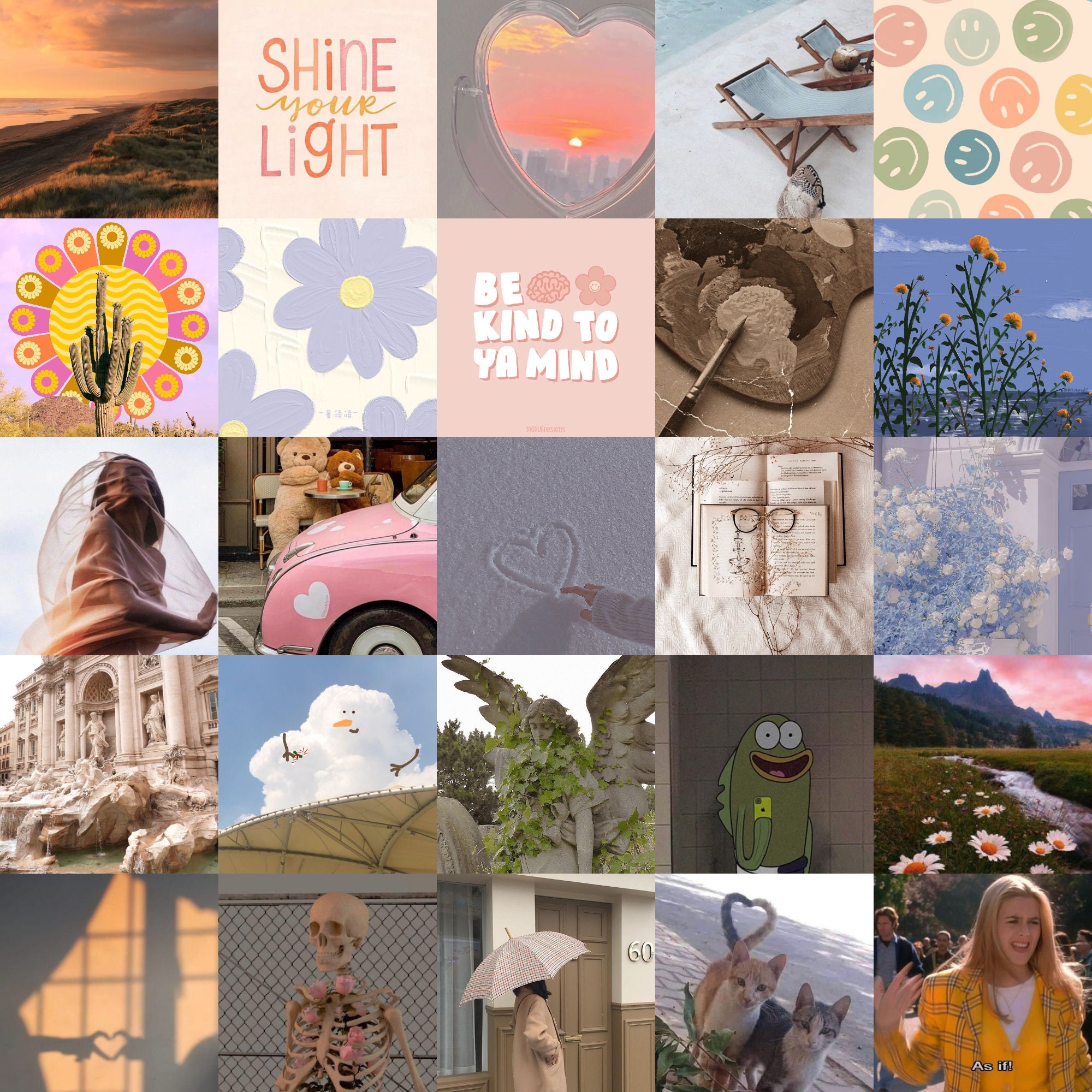 Neutral Wall Collage, Neutral Collage Kit, Pastel Photo Kit, Neutral ...