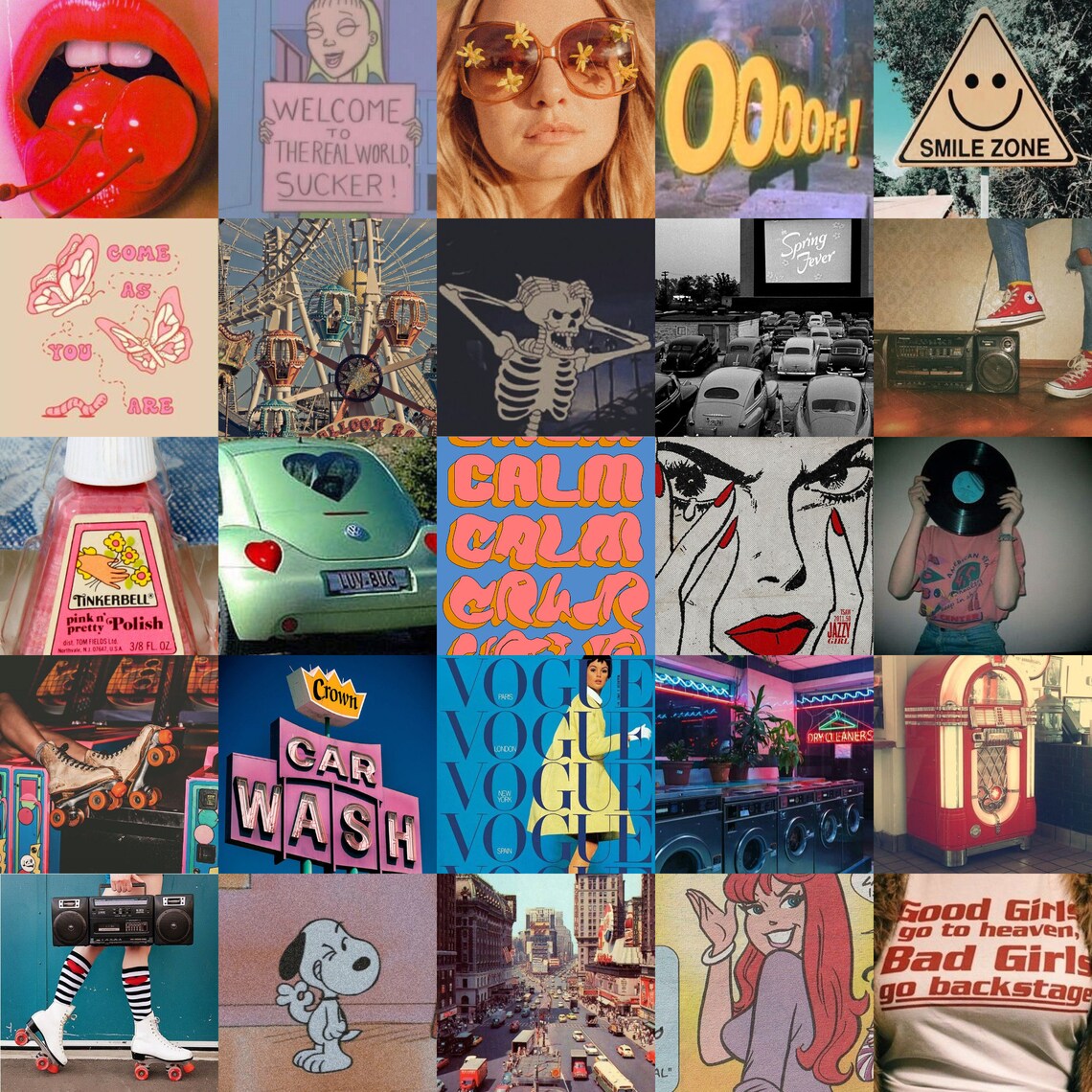 Vintage Wall Collage Kit, Retro Aesthetic , Vsco Wall Collage, 80s Room ...