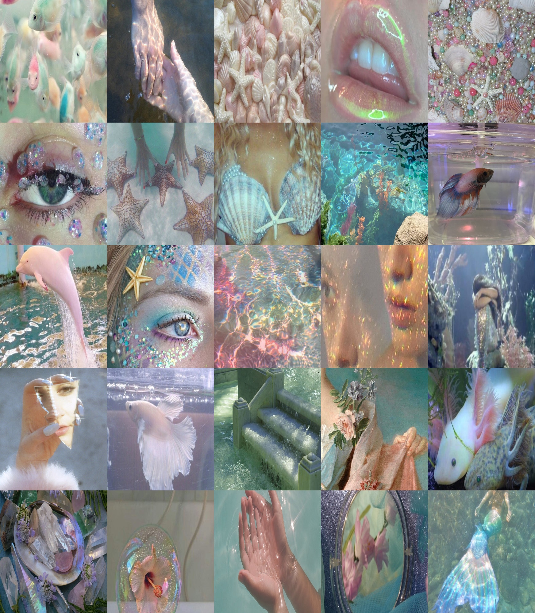 Pastel Collage Kit, Mermaid Collage Kit, Mermaid Wall Art, Kawaii ...
