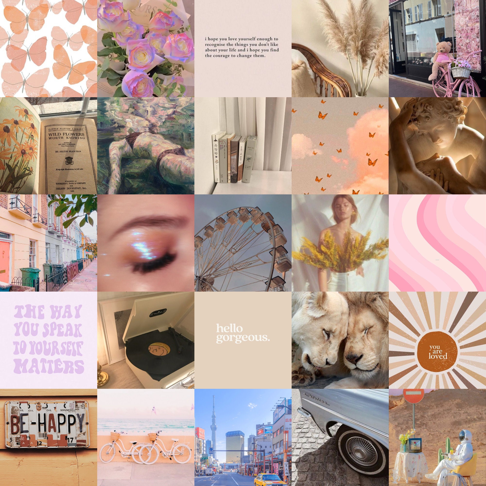 Neutral Wall Collage, Neutral Collage Kit, Pastel Photo Kit, Neutral ...