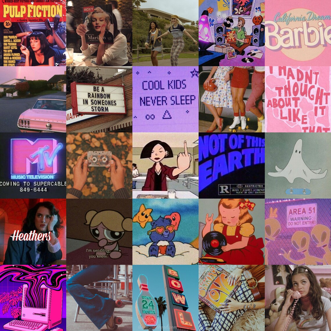 Vintage Wall Collage Kit, Retro Aesthetic , Vsco Wall Collage, 80s Room ...