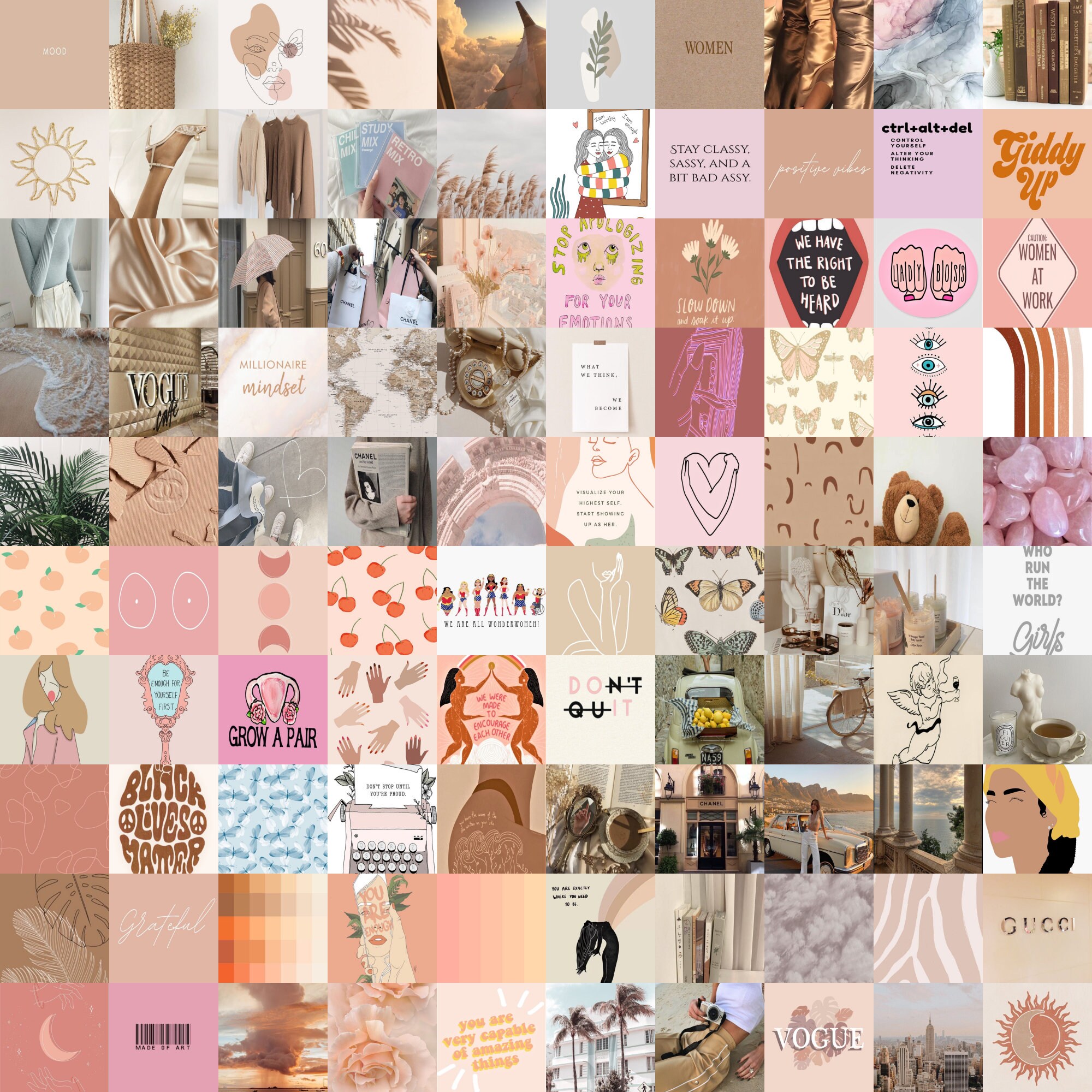 Earthy Tone Collage Kit, Boho Aesthetic Wall Collage, Trendy Photo Set ...