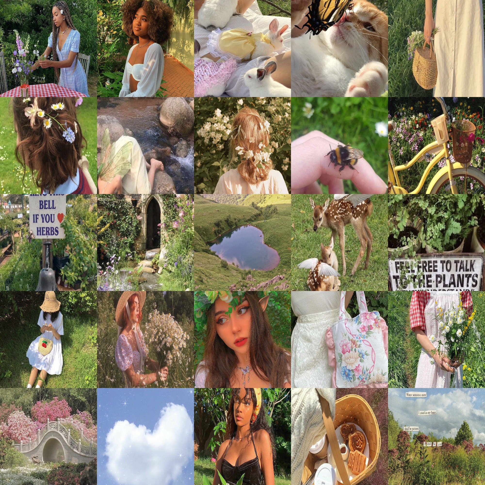 Cottage Core Wall Collage Kit Fairy Aesthetic Digital Room Etsy Canada