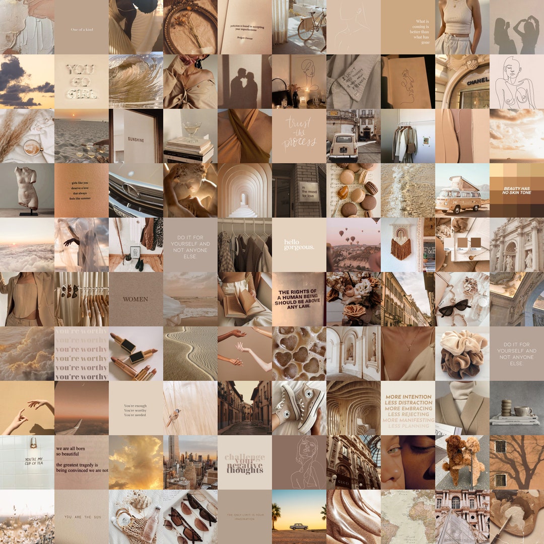 Beige Wall Collage Kit Aesthetic, Boujee Nude Neutral Cream Photo ...