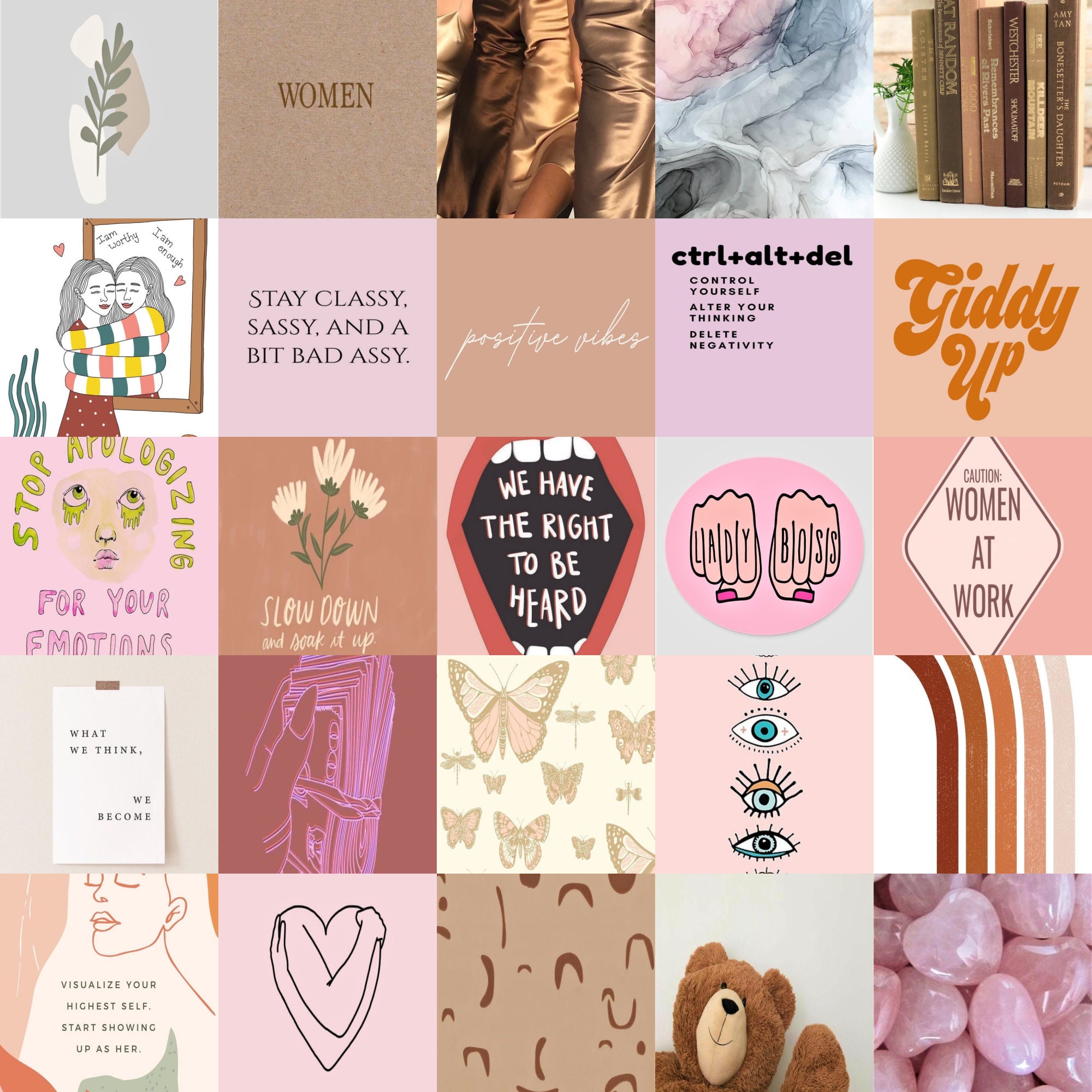 Earthy Tone Collage Kit, Boho Aesthetic Wall Collage, Trendy Photo Set ...