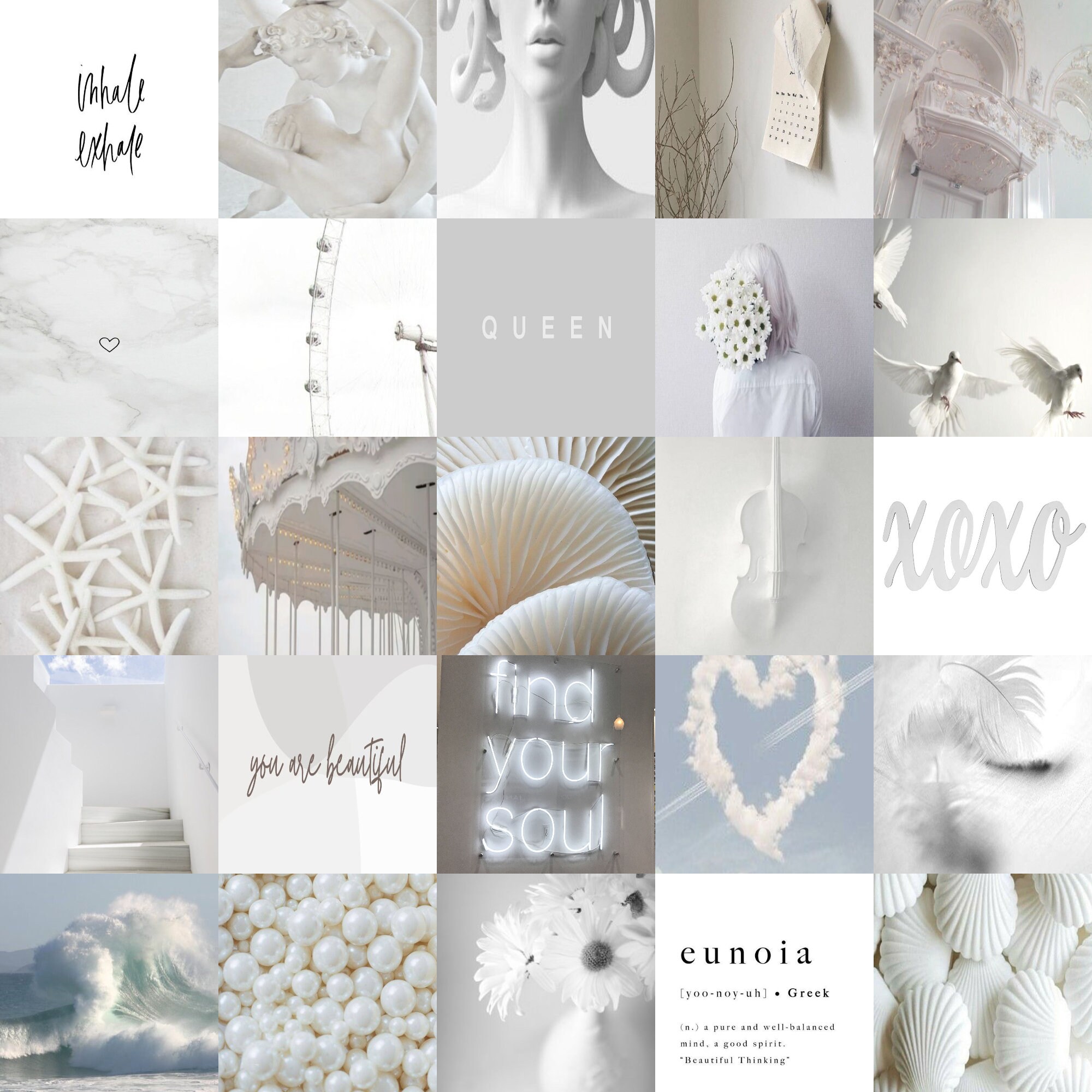 White Wall Collage Kit, White Collage Kit, White Wall Collage, White ...