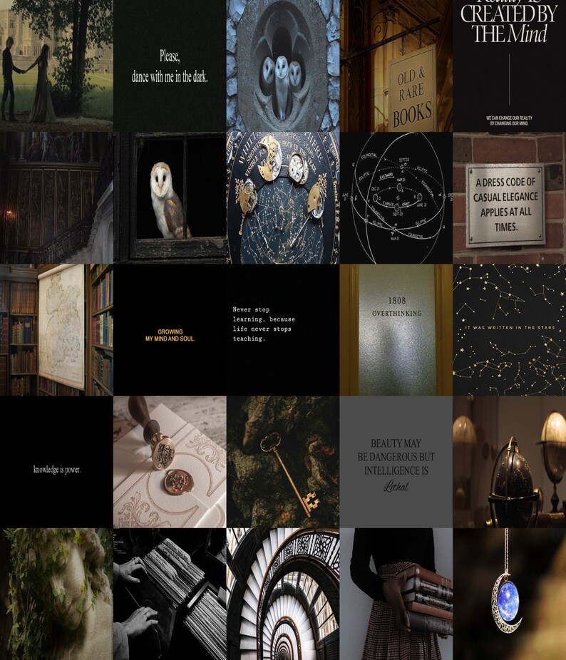 181 PC Dark Academia Wall Collage Kit, Dark Aesthetic Pictures, Wall ...