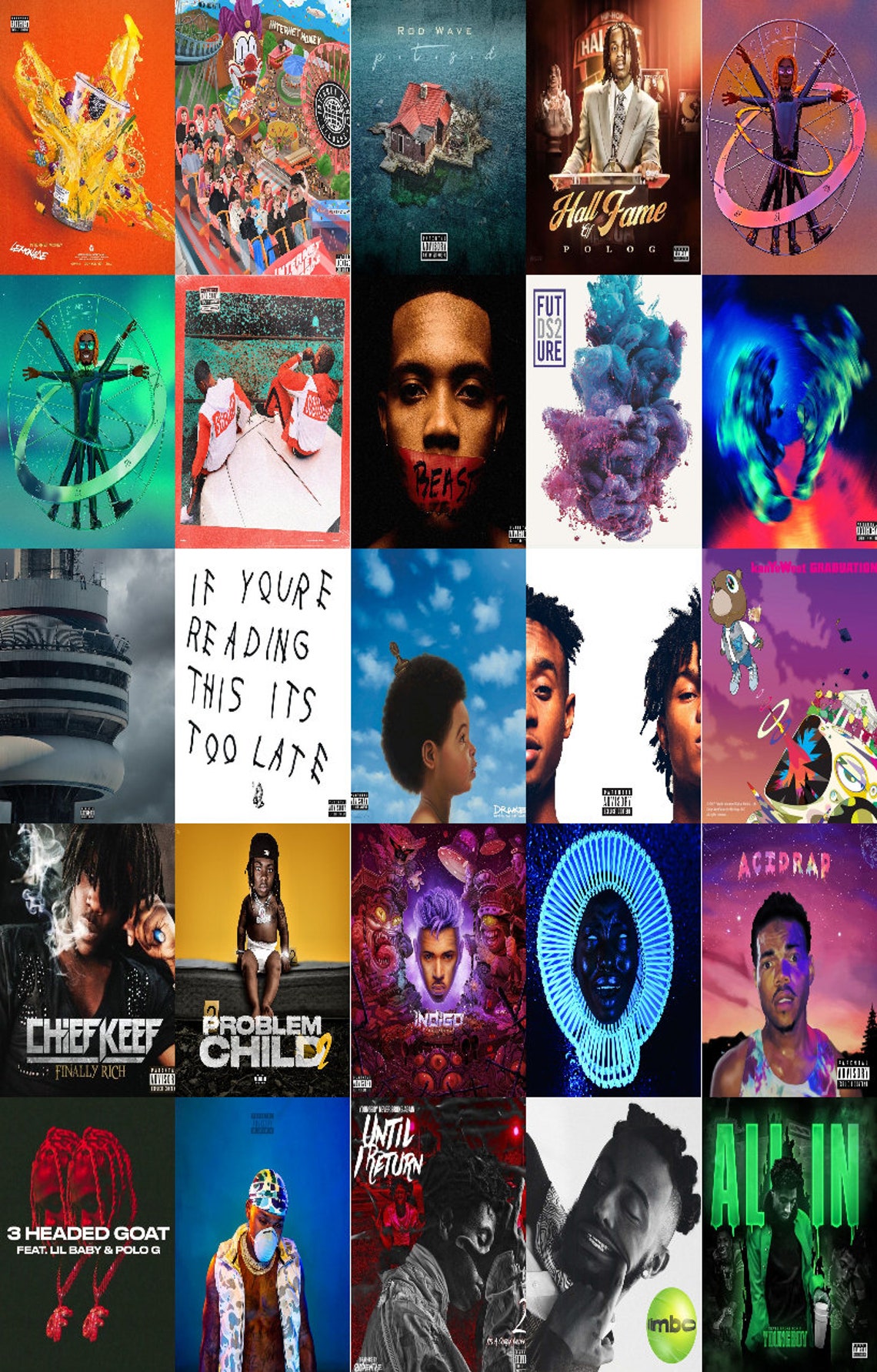 Rap Album Covers Wall Collage Kit, Music Wall Collage, Aesthetic Wall ...