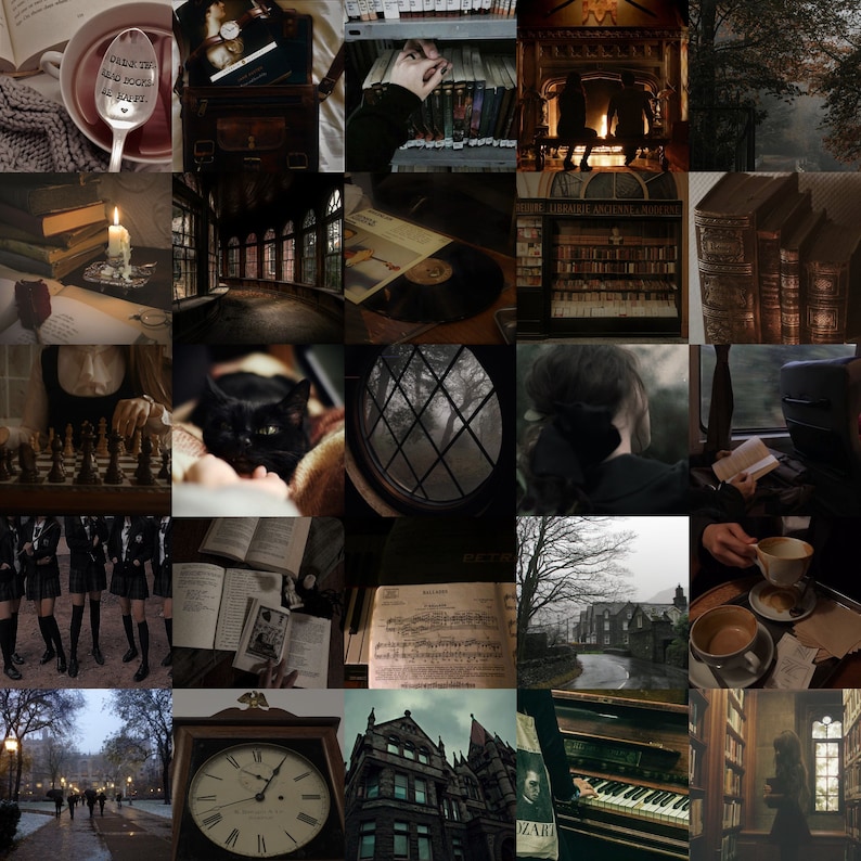 181 PC Dark Academia Wall Collage Kit, Dark Aesthetic Pictures, Wall ...