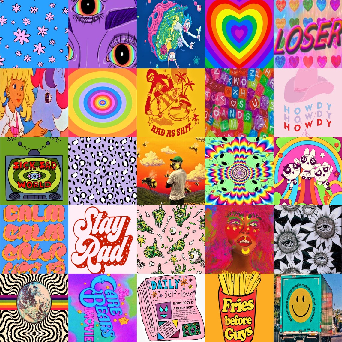 140 PC Indie Wall Collage Kit, Kidcore Wall Collage Kit, Retro ...