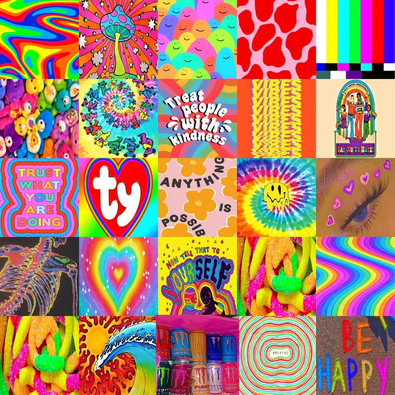 140 PC Indie Wall Collage Kit, Kidcore Wall Collage Kit, Retro ...